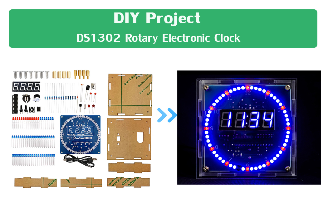 Ds1302 Diy Rotating Led Electronic Clock Kit Diy Kit Icstation